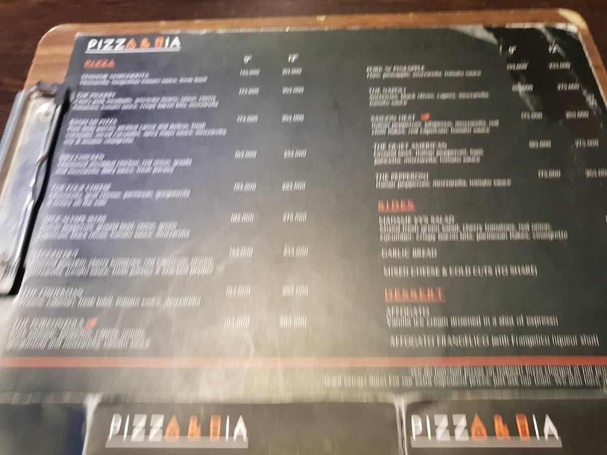Menu at Pizza & Bia restaurant, Ho Chi Minh City