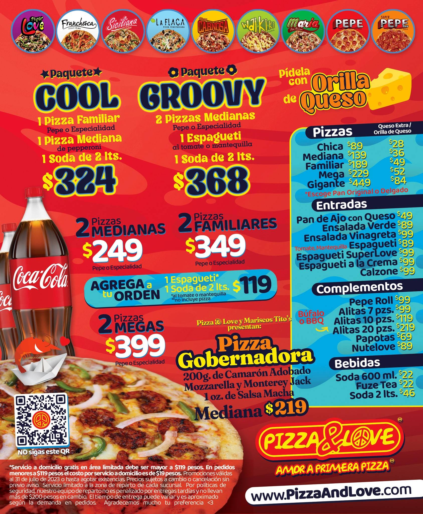 Carta de pizzería Pizza & Love, Tijuana, De Las Ferias 66