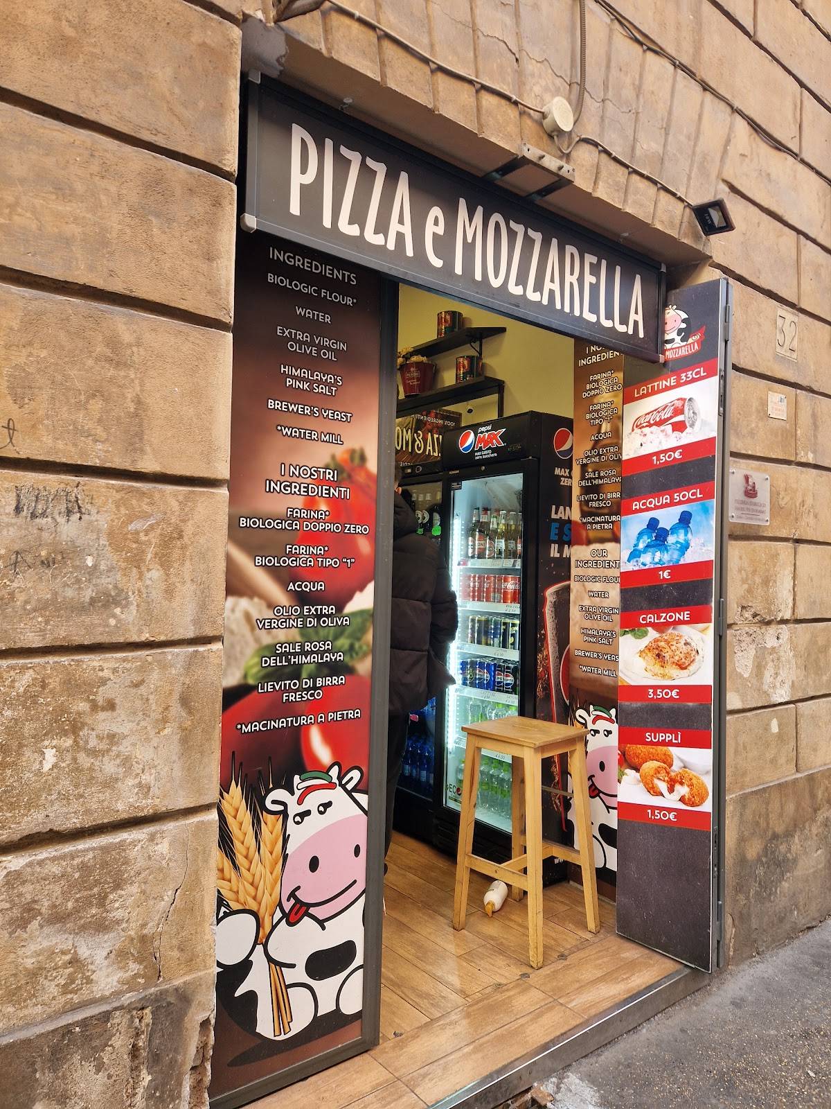 Menu at Pizza e Mozzarella pizzeria, Rome