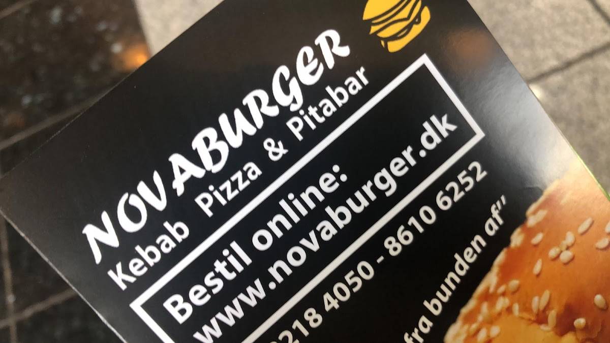 Menu at Nova Burger pizzeria, Aarhus