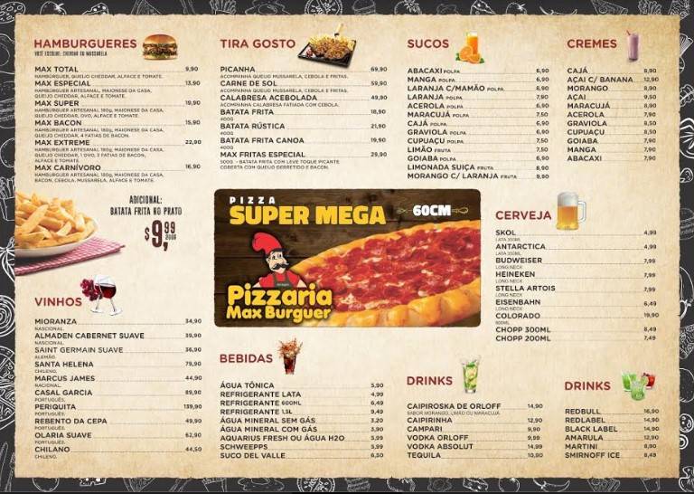 Menu em Pizzaria Max Burguer - Gama, Santa Maria, St. Leste Q 22 praça ...