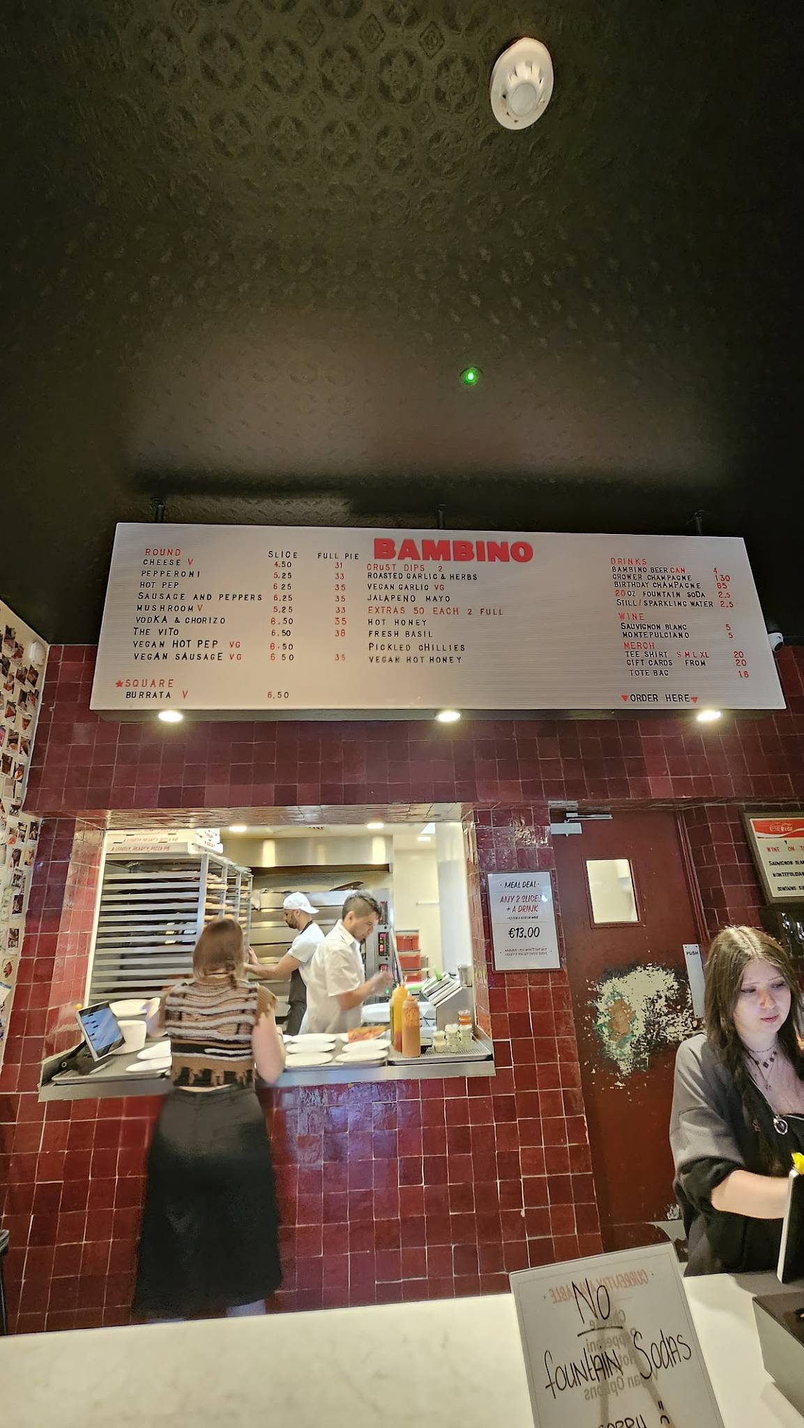 Menu at BAMBINO pizzeria, Dublin
