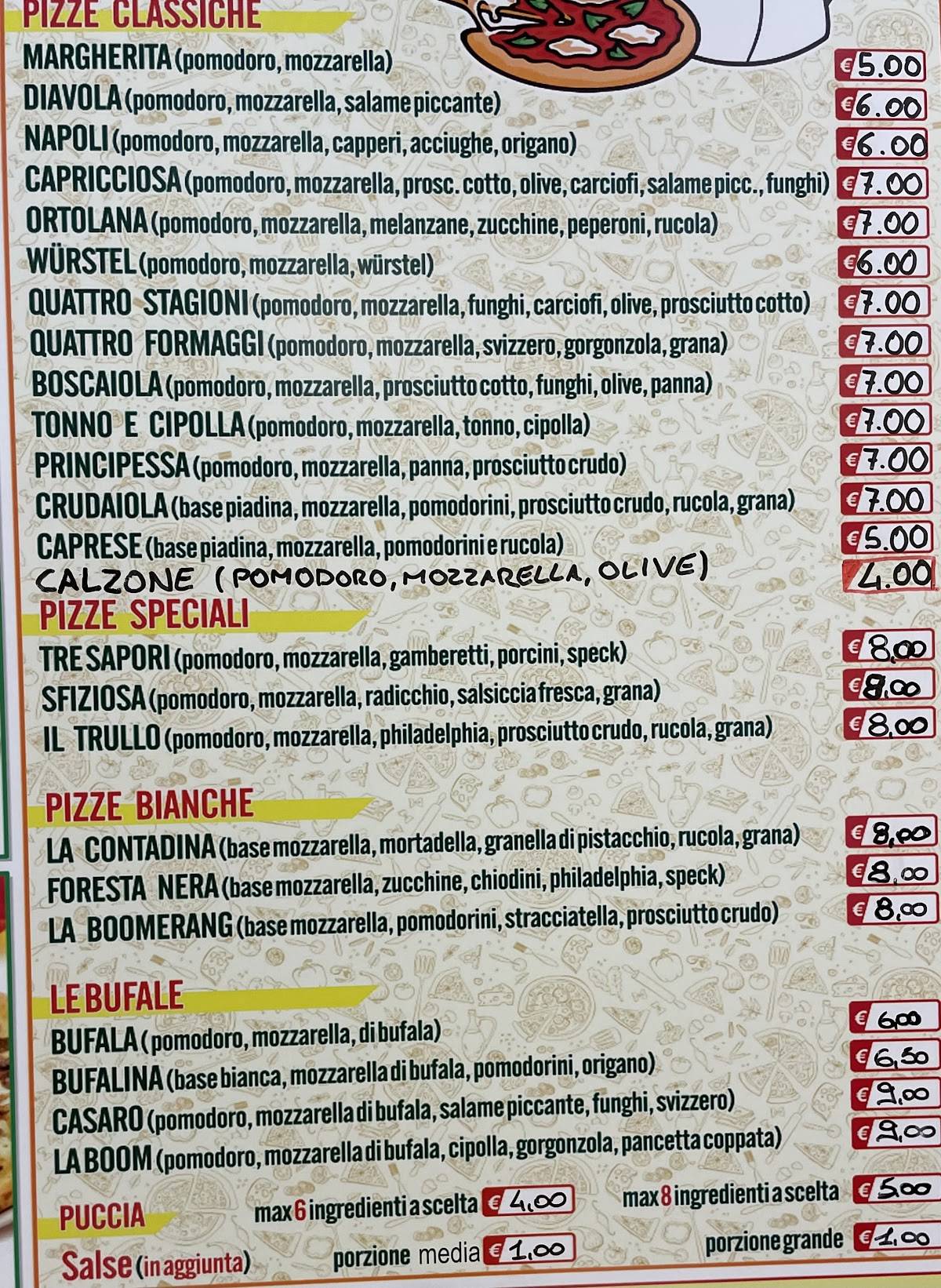 Menu da Pizzeria Boomerang, Francavilla Fontana