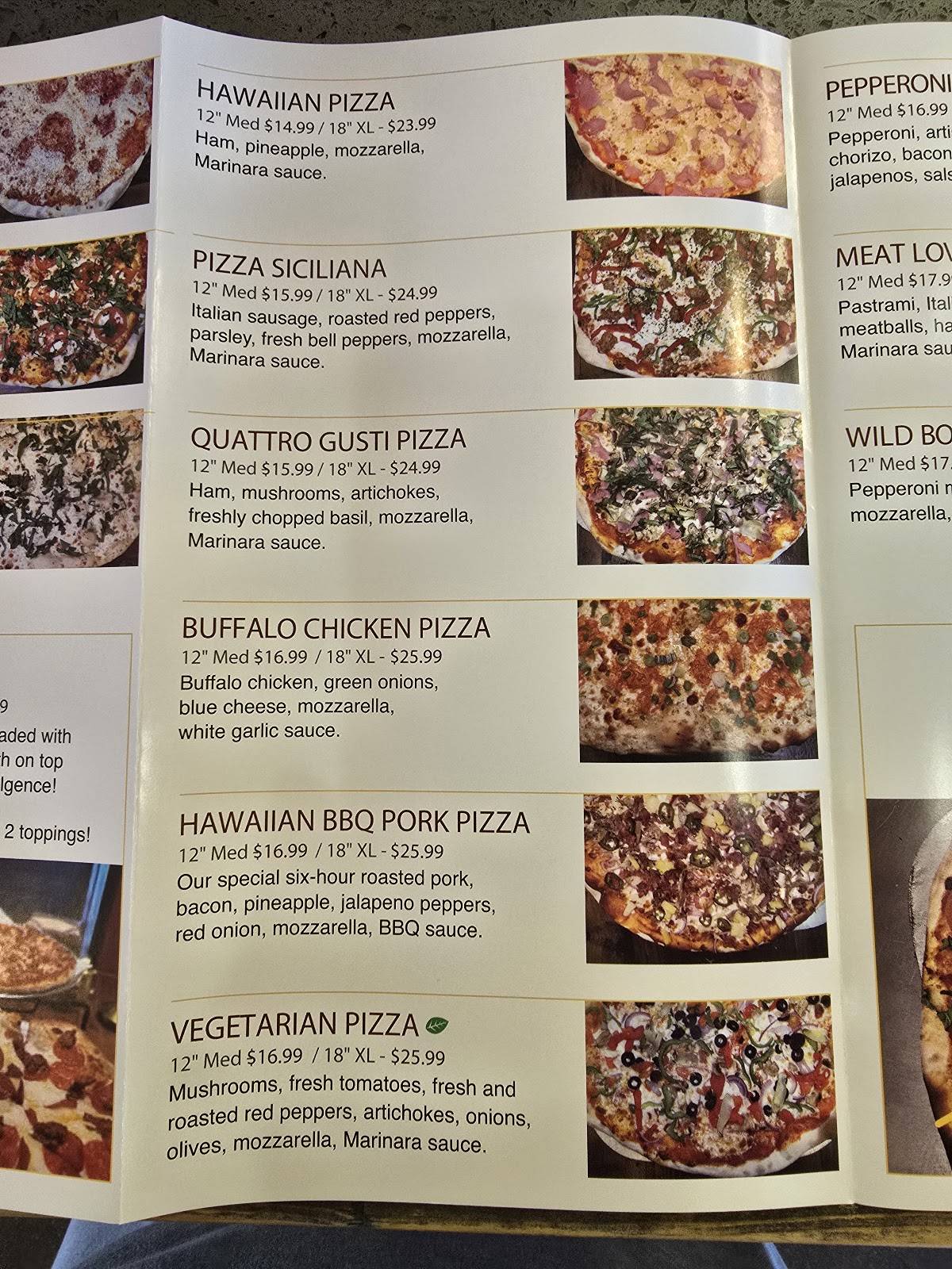 Menu at Burattino Brick Oven Pizza pizzeria, Carson