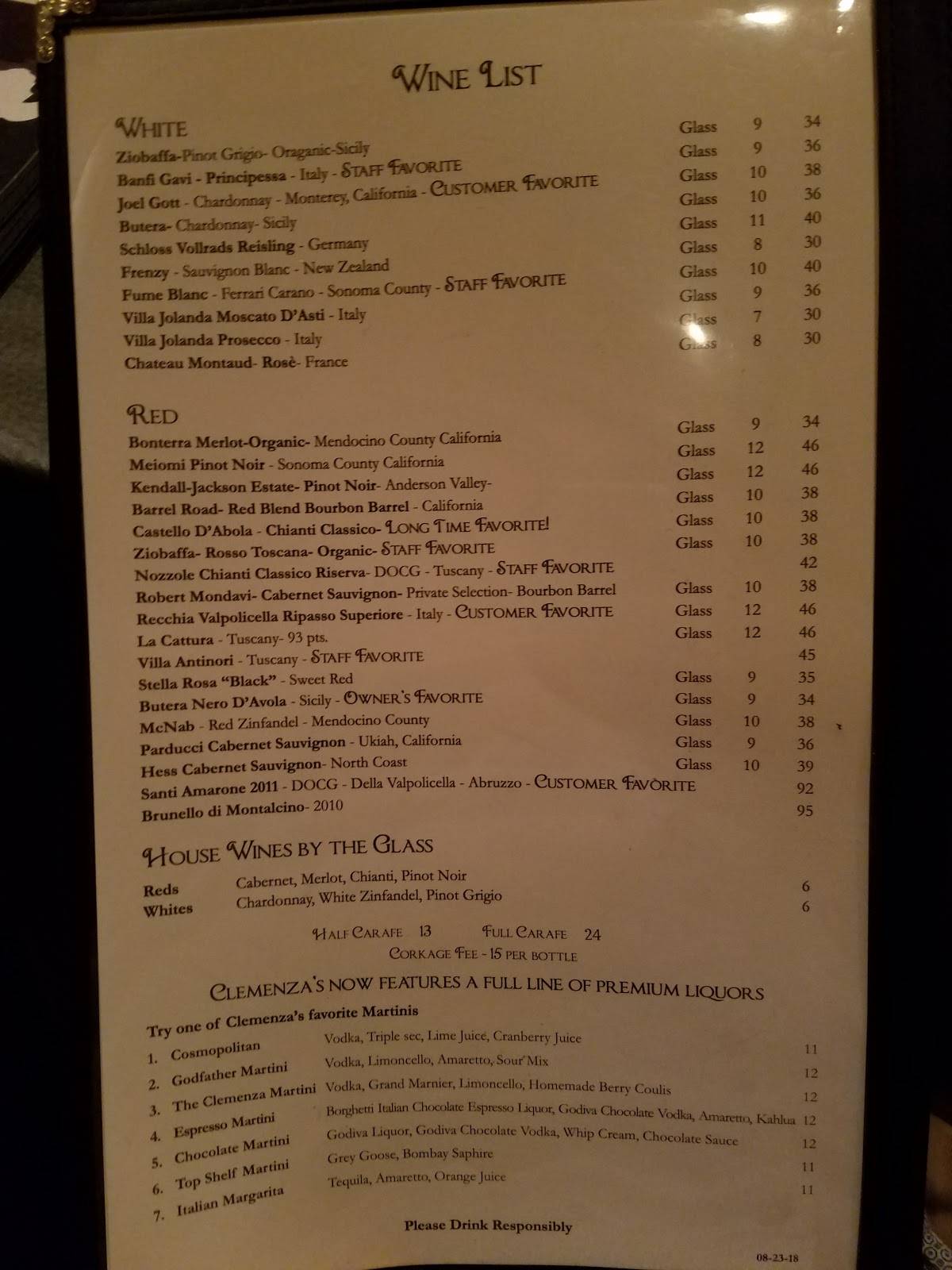 Menu at Clemenza's at Uptown pizzeria, Fort Walton Beach, 75 Eglin Pkwy ...