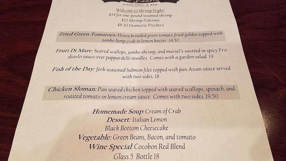 Menu at Desantis Pizza Grill & Bar, Perry Hall