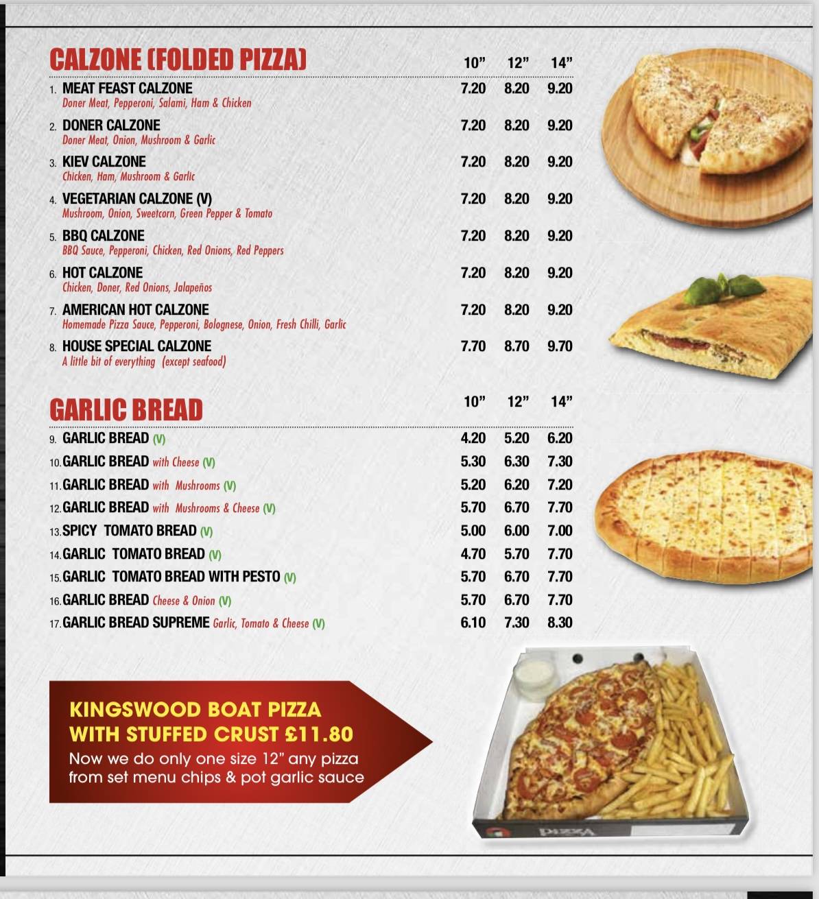 Menu at KINGSWOOD PIZZA pizzeria, Hull