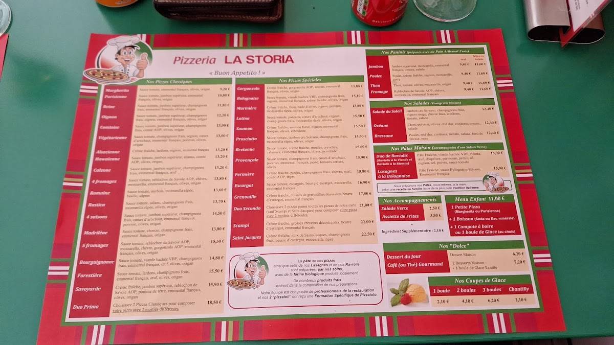 Menu au Pizzeria La Storia, Belleville-sur-Meuse