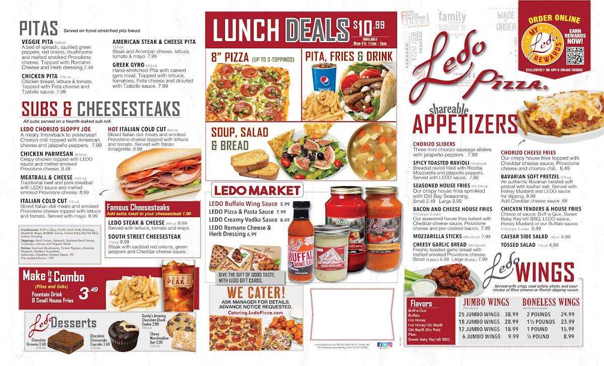 Menu at Ledo Pizza pizzeria, Chesapeake Beach, Bayside Rd