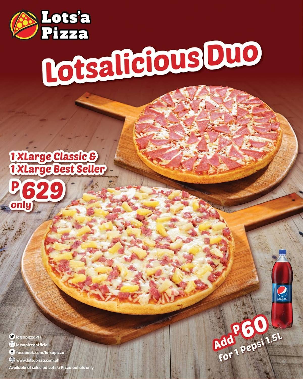 Menu at Lots’a Pizza Tagaytay Olivarez pizzeria, Tagaytay