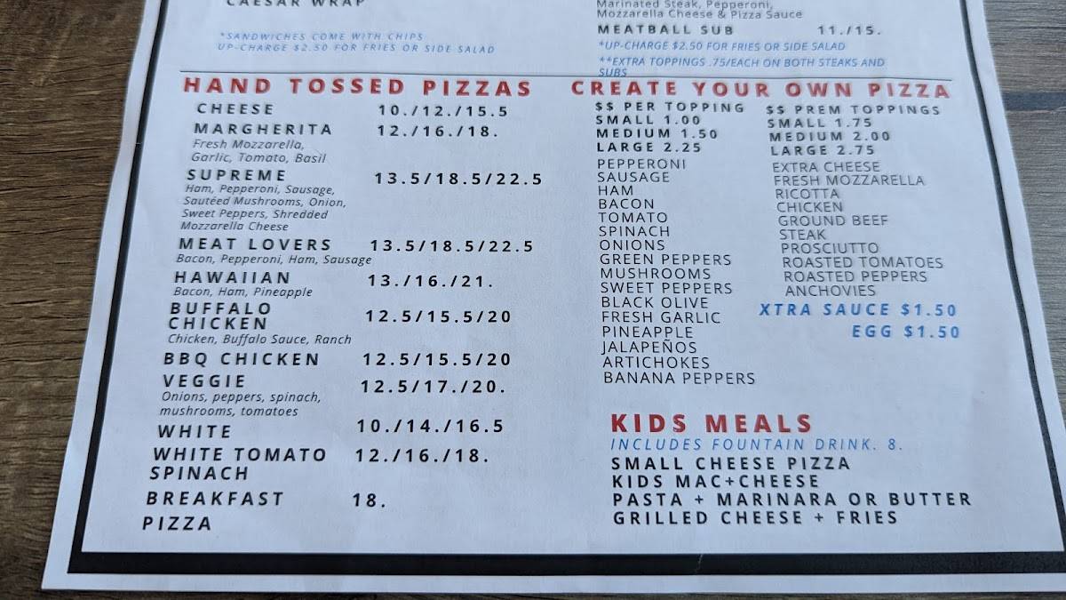 Menu at Milton Dough Bar, Milton