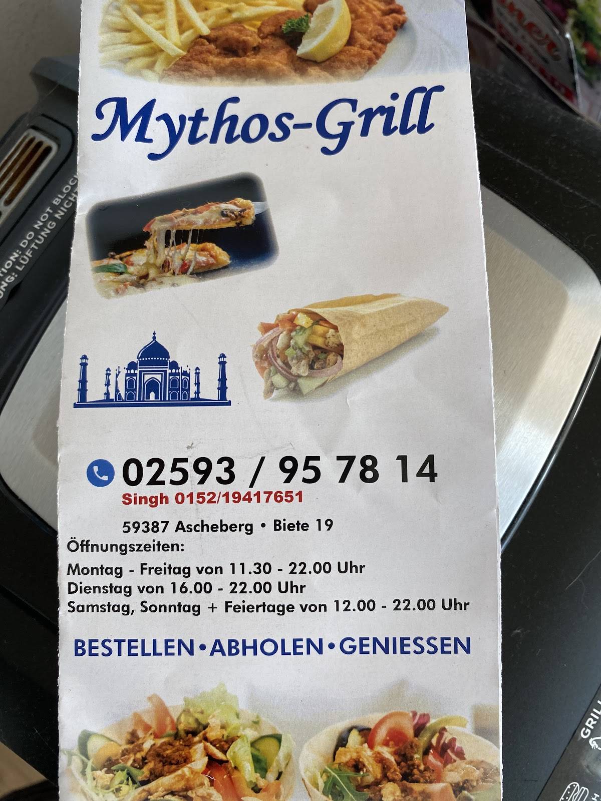 Speisekarte von Mythos Grill pizza, Ascheberg
