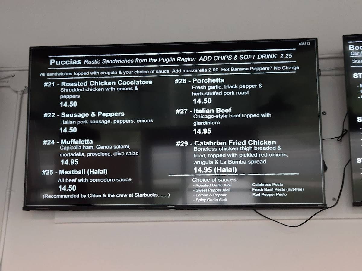 Menu at Pucci Brothers Fresh Italian pizzeria, London