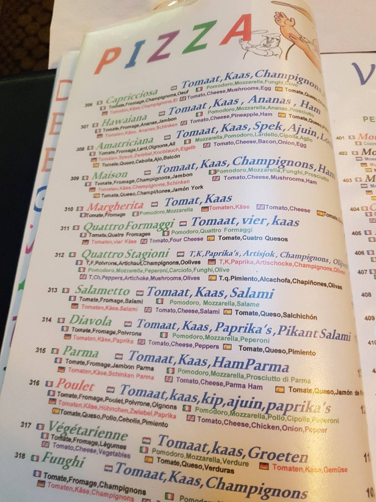 Menu at Restaurant Rimini, Blankenberge