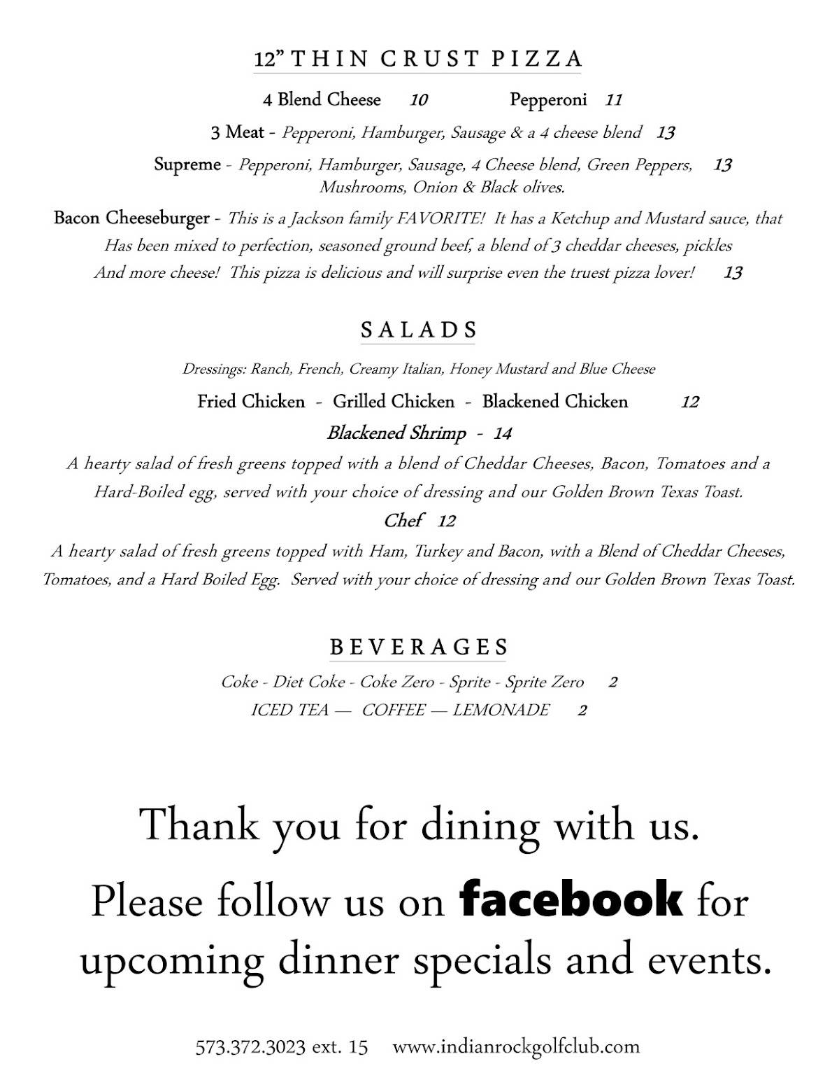 Menu at THE ROCK BAR + GRILL, Laurie
