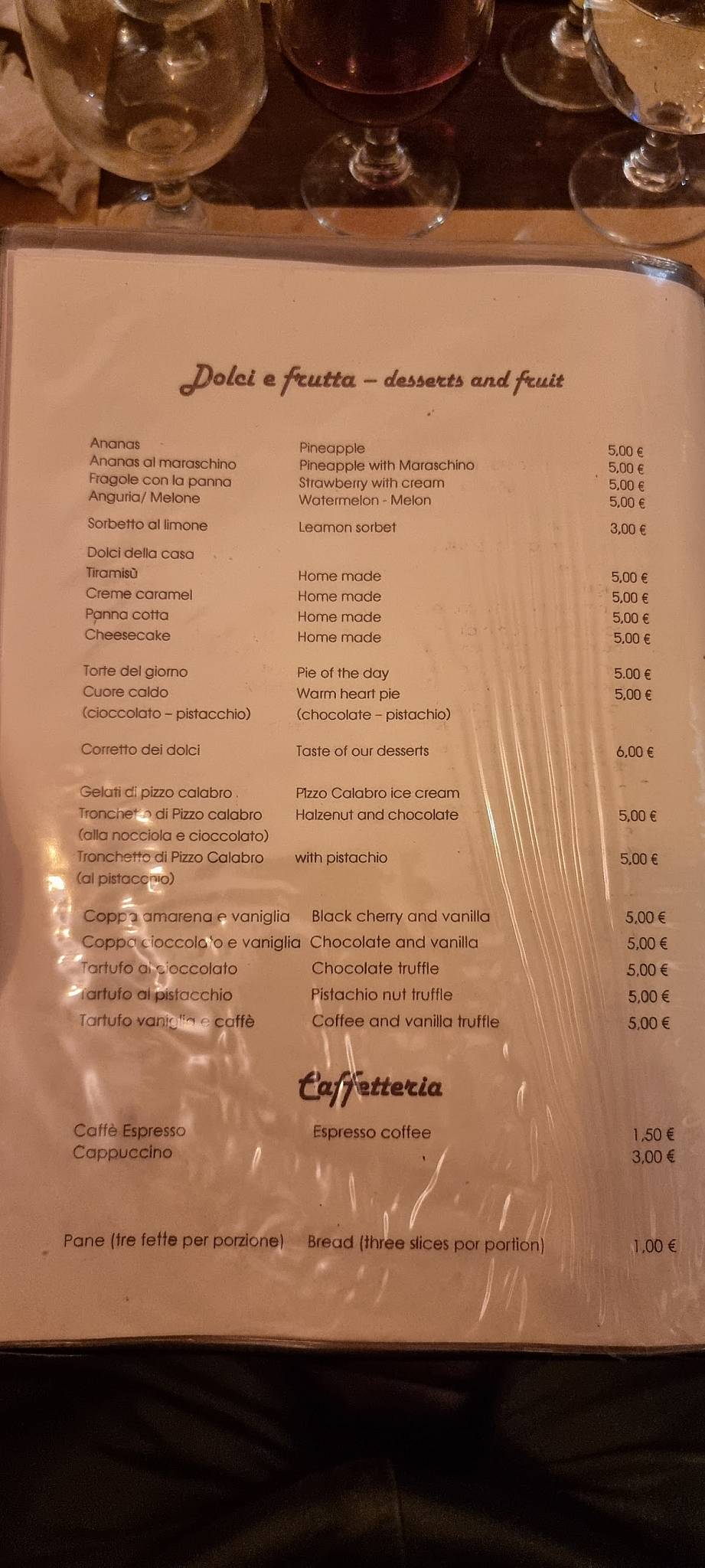 Menu at Alle Carrette pizzeria, Rome, Via della Madonna dei Monti