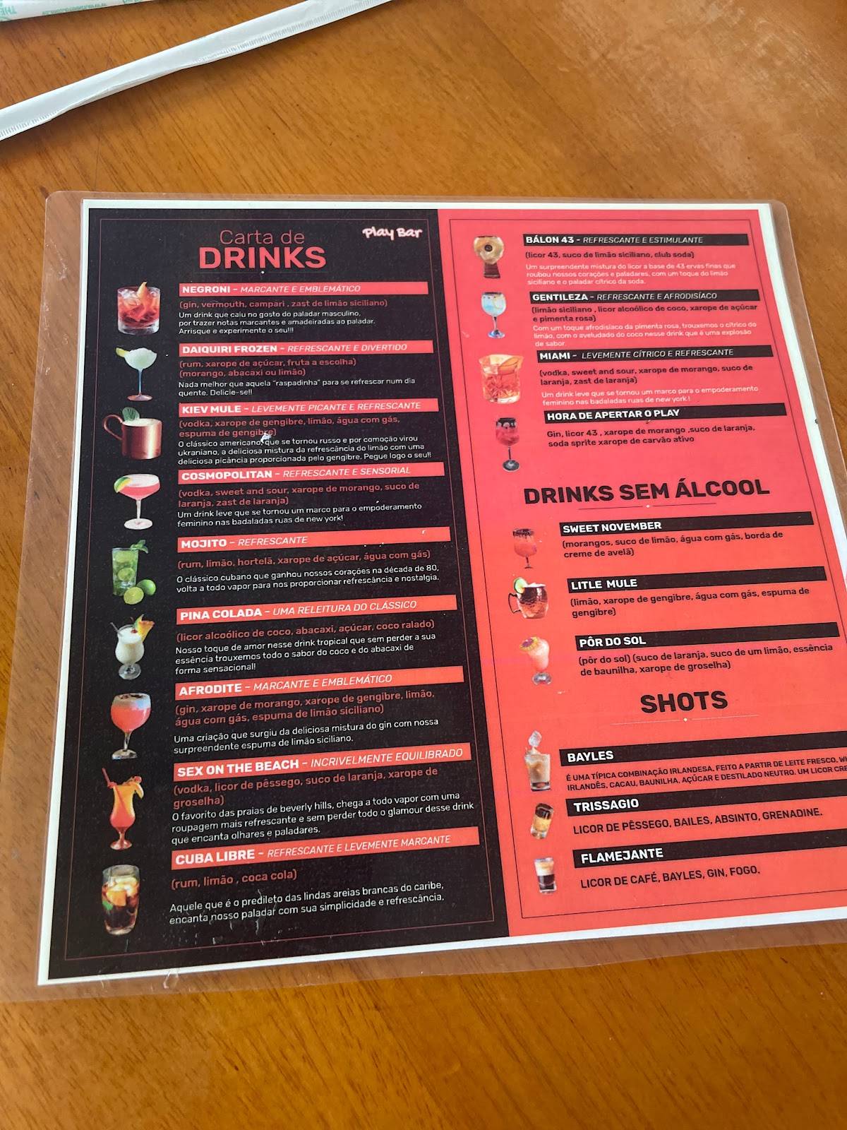 Menu em Play Bar - Bar e Restaurante, Belo Horizonte