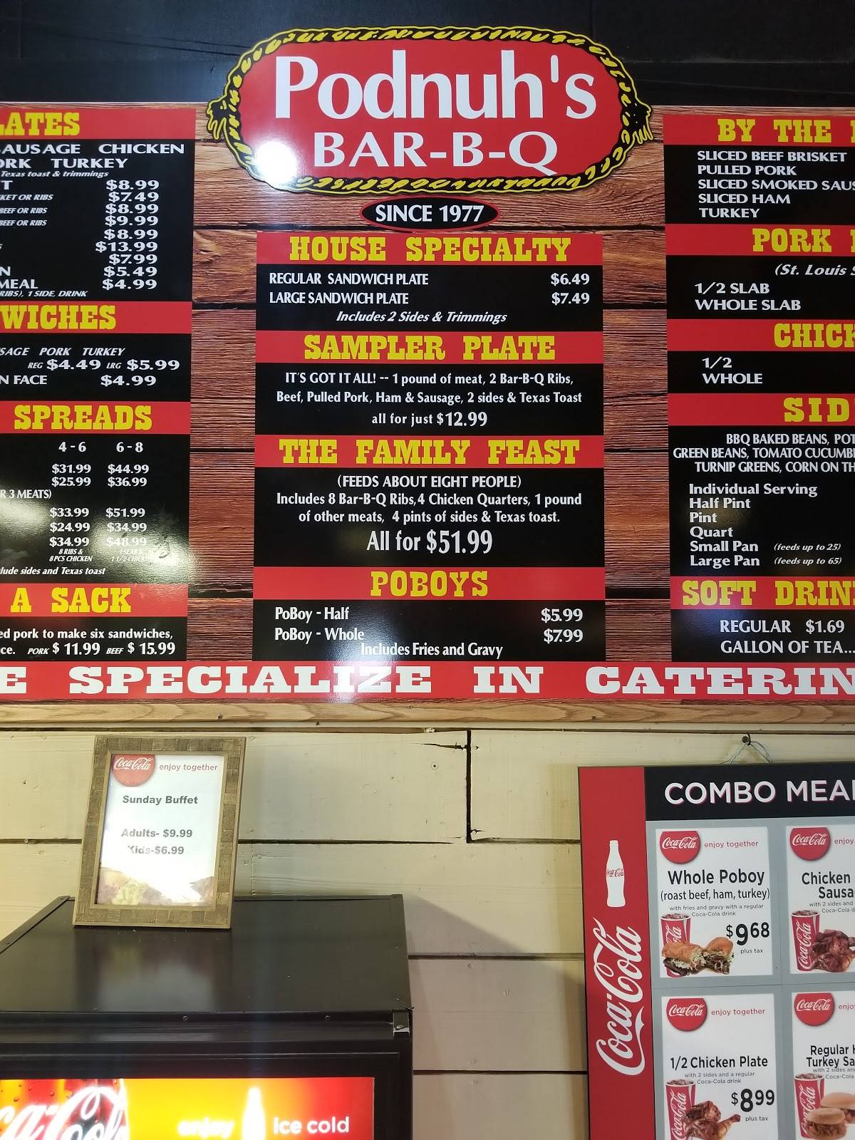 Menu at Podnuh's Bar-B-Q, West Monroe, 810 Splane Dr