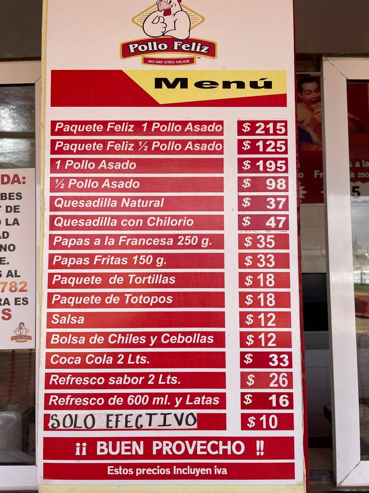 Carta del restaurante Pollo Feliz Express, San Mateo Atenco