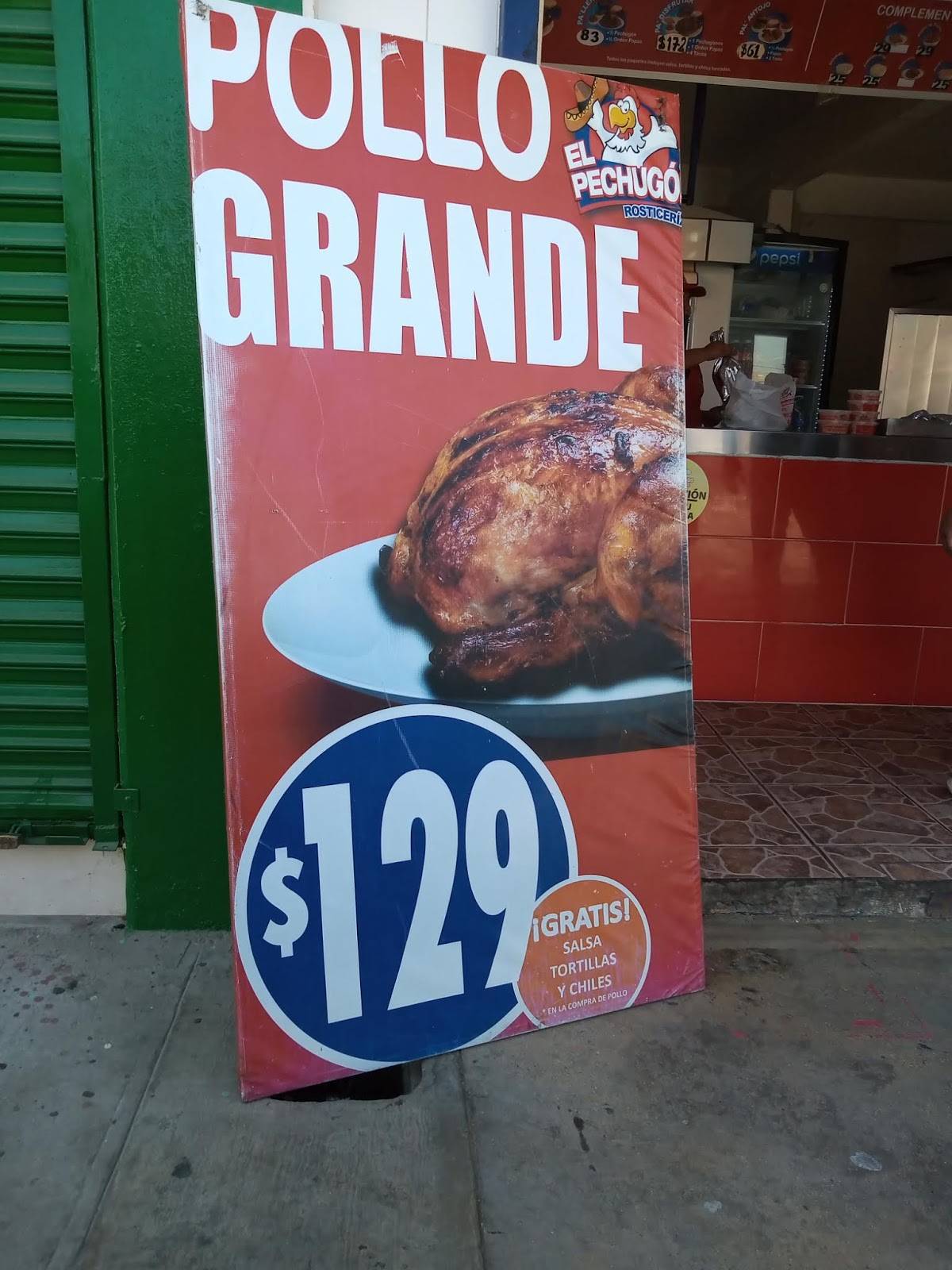 Menu at Pollos el Pechugon restaurant, Tijuana, Blvd. Gustavo Diaz Ordaz