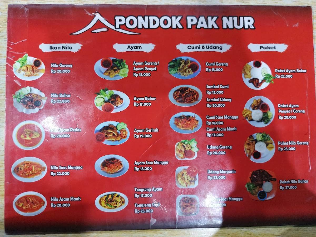 Menu at Pondok Pak Nur cabang Pancasila restaurant, Pontianak