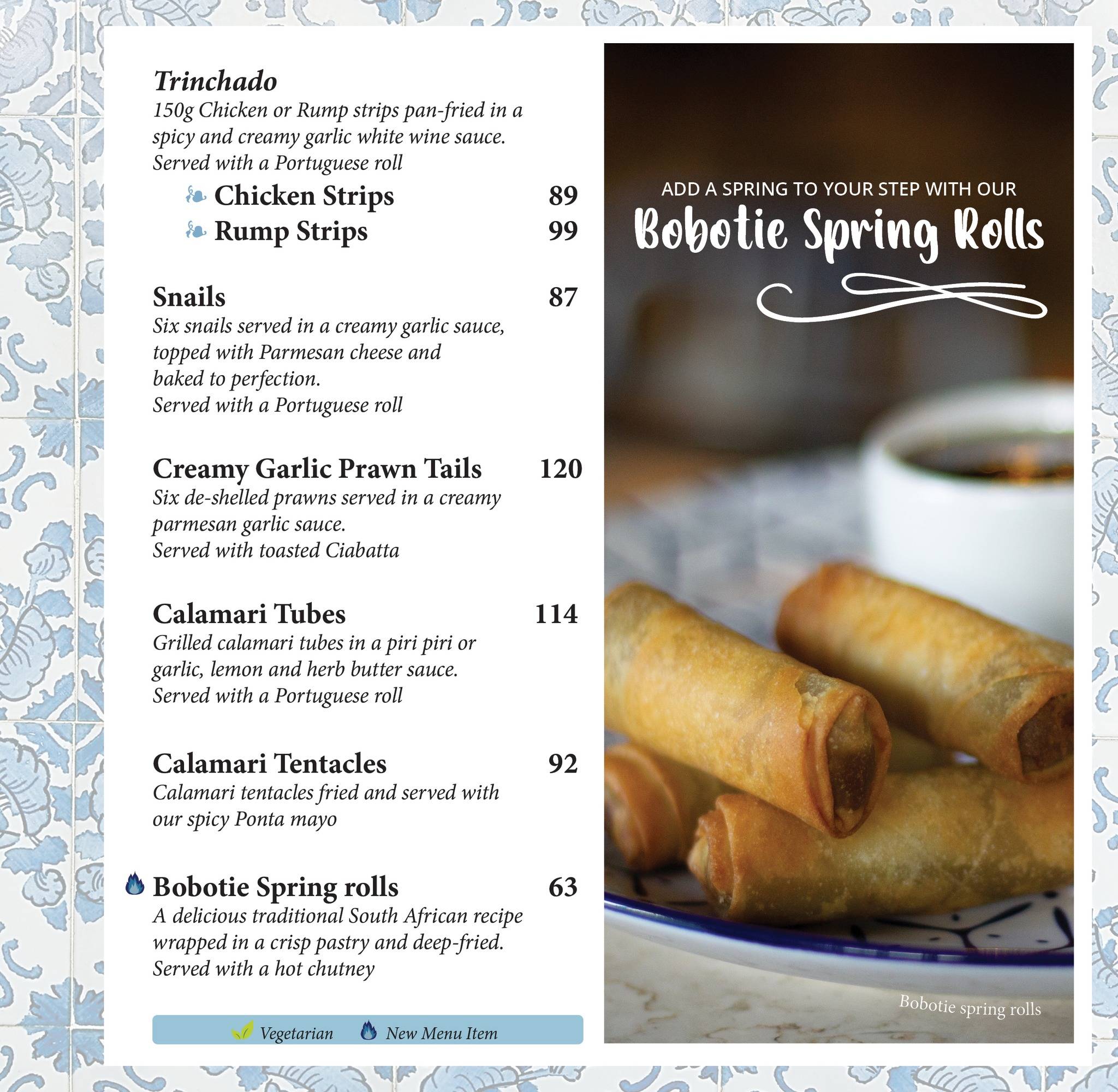 Menu at Ponta - Portuguese Inspired Food Restaurant, South Africa