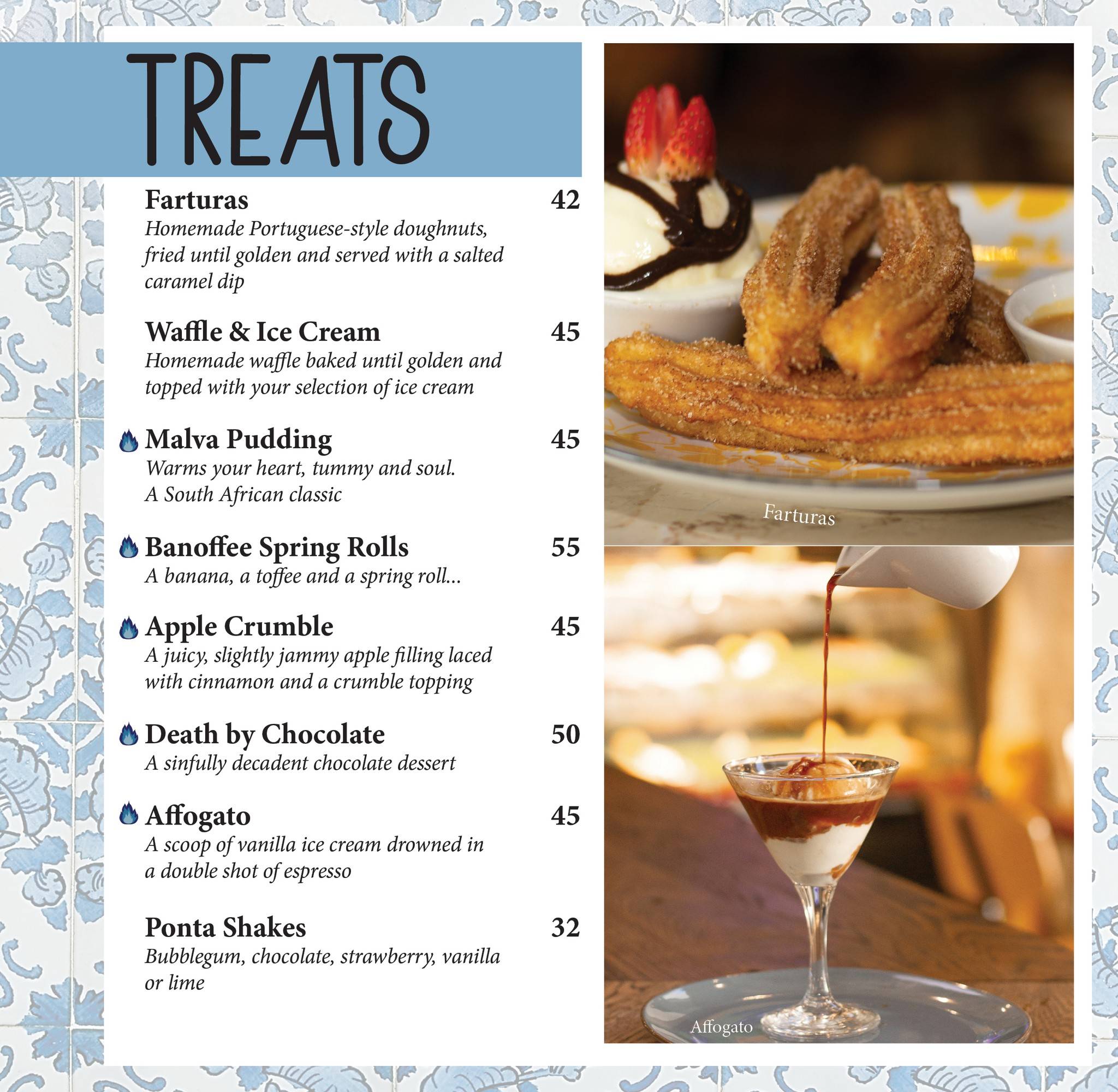Menu at Ponta - Portuguese Inspired Food Restaurant, South Africa