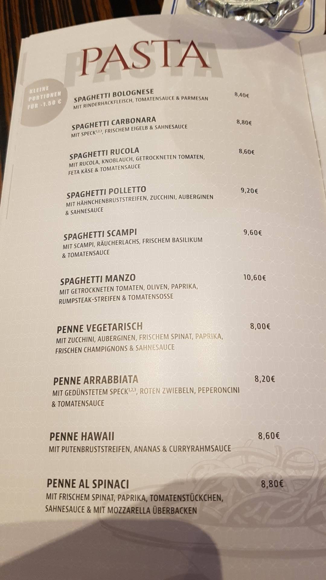 Speisekarte von Ponte Central-Cafe, Bayreuth