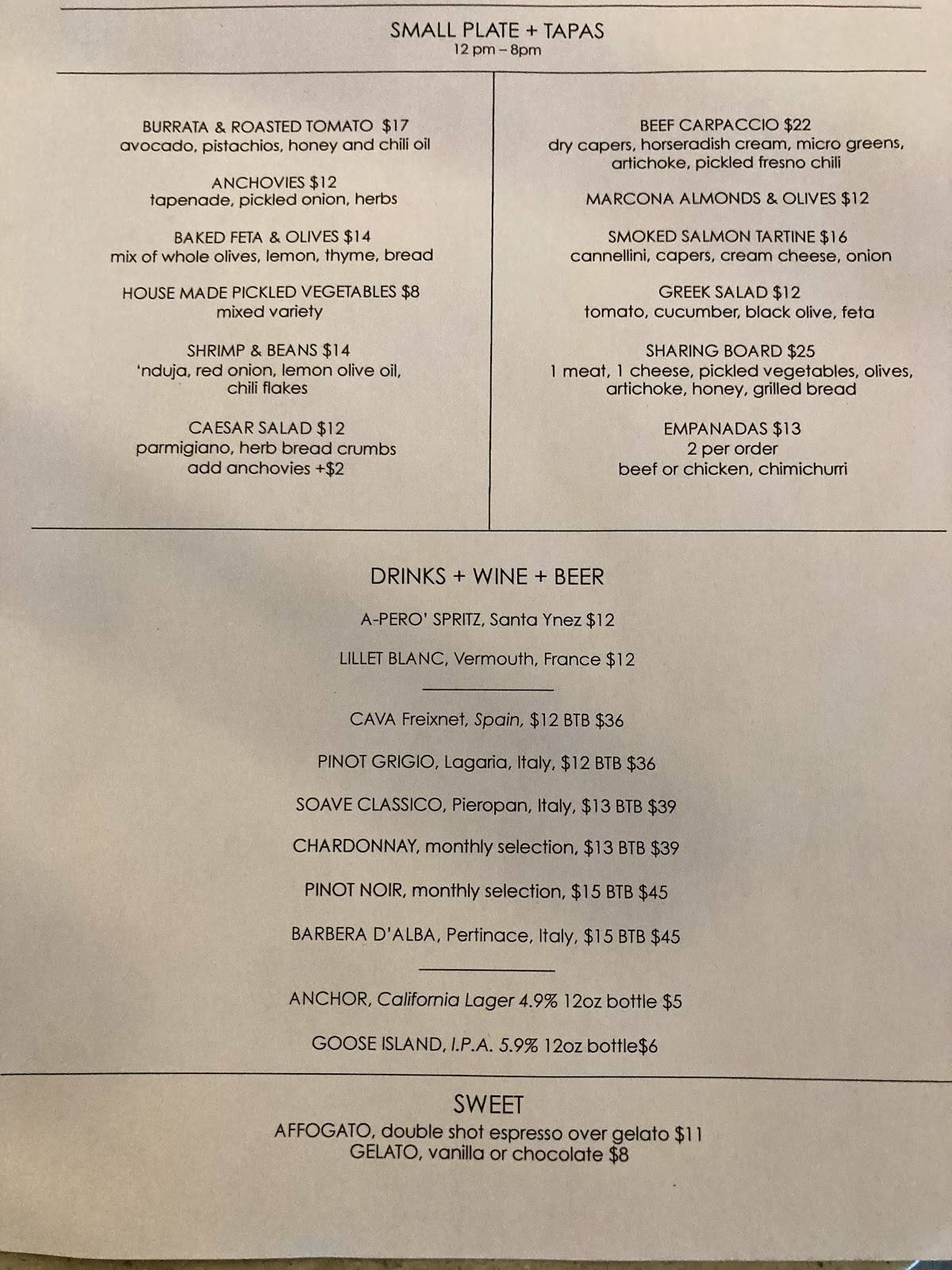 Menu at PONY pub & bar, Santa Ynez