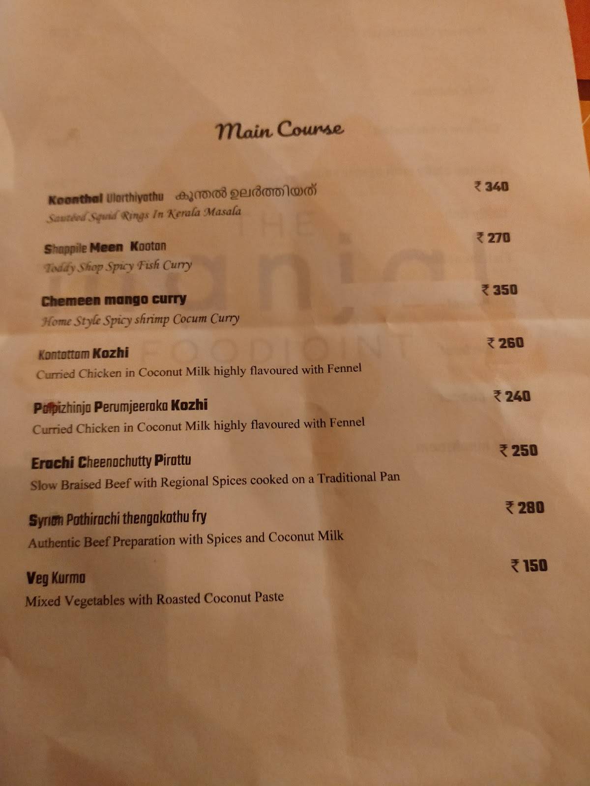 Menu at Portico by Manjal Food Joint, Kochi