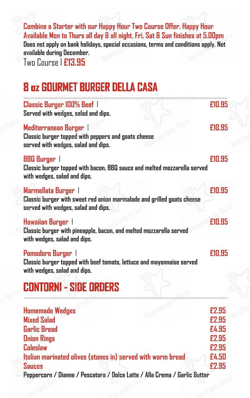 Menu at Portofino restaurant, Ripon