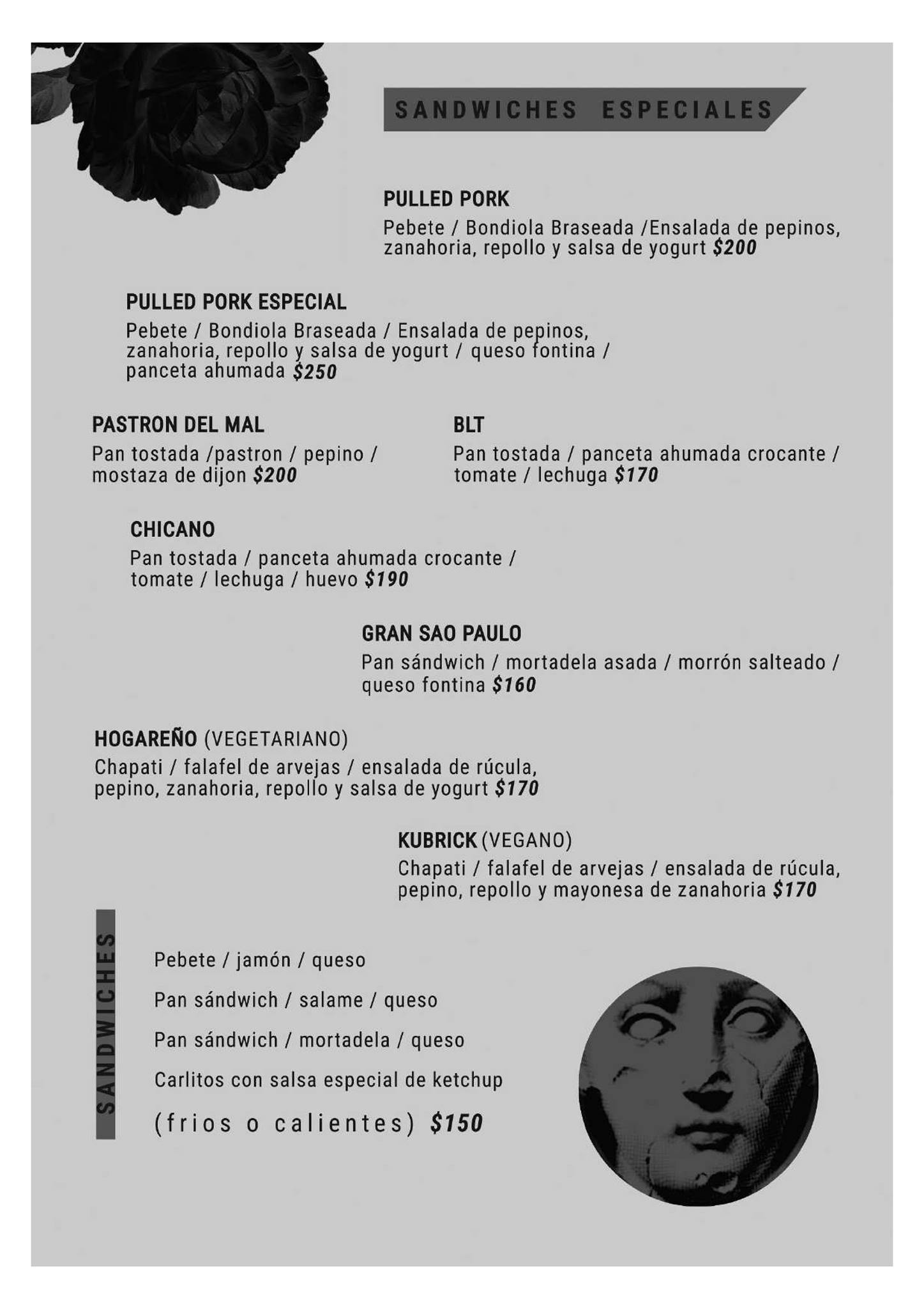Menu at Post Café, Rosario