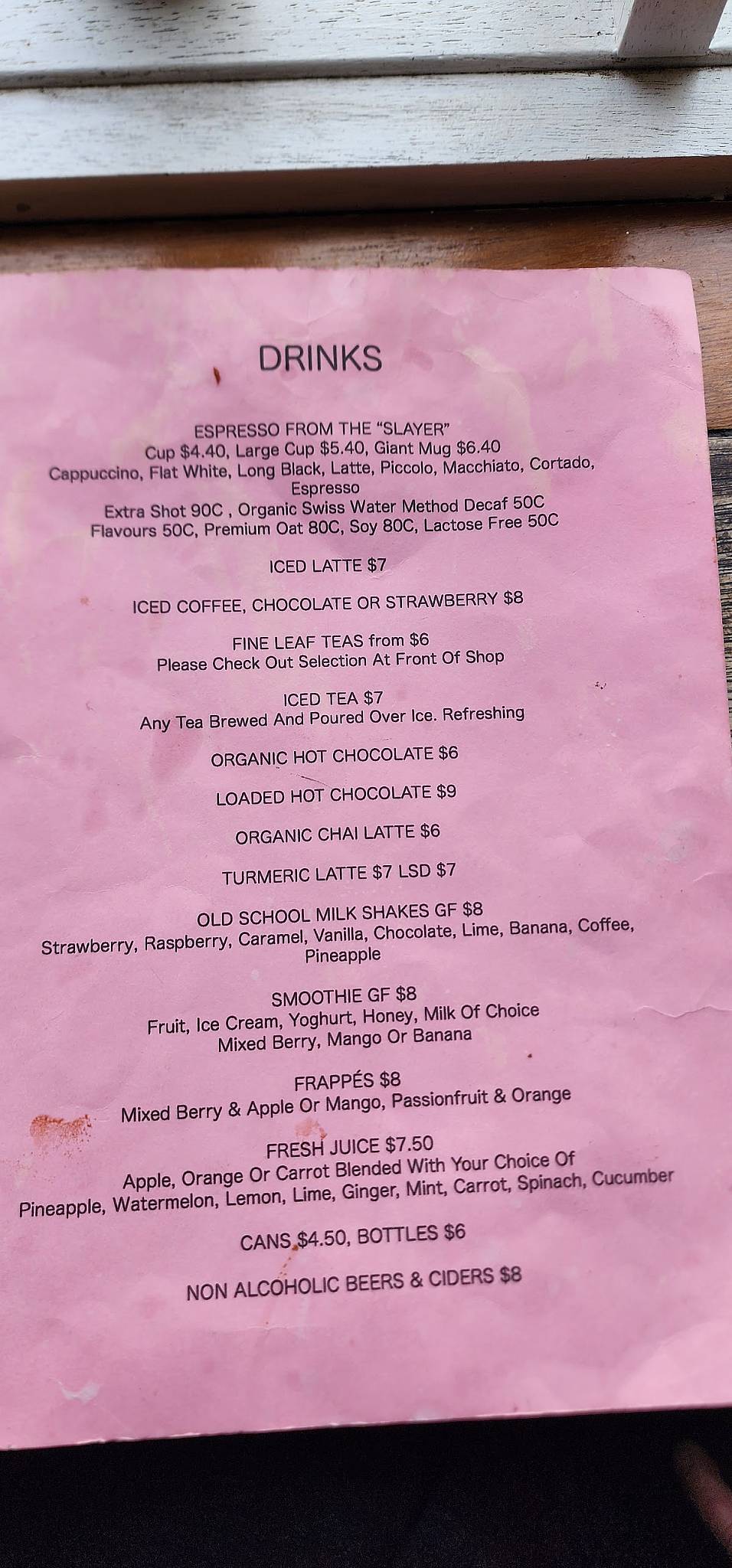 Menu at Potbelly at Medlow cafe, Medlow Bath