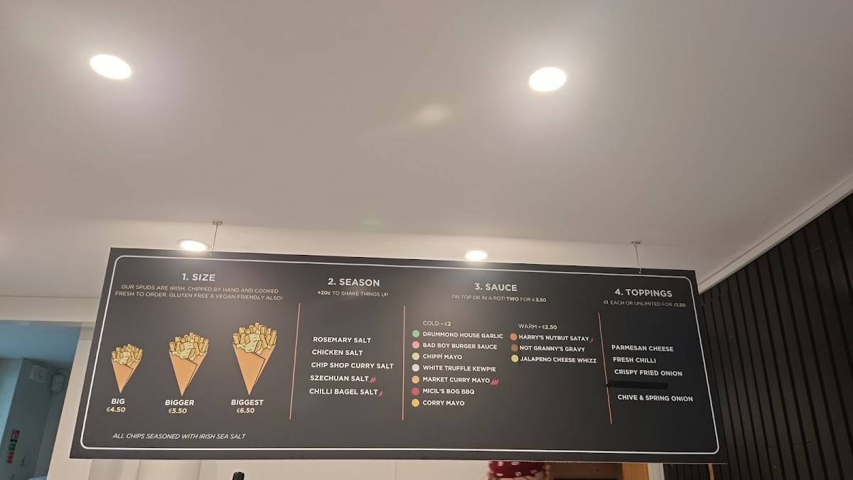 Menu at Prátaí restaurant, Galway, 27 Shop St