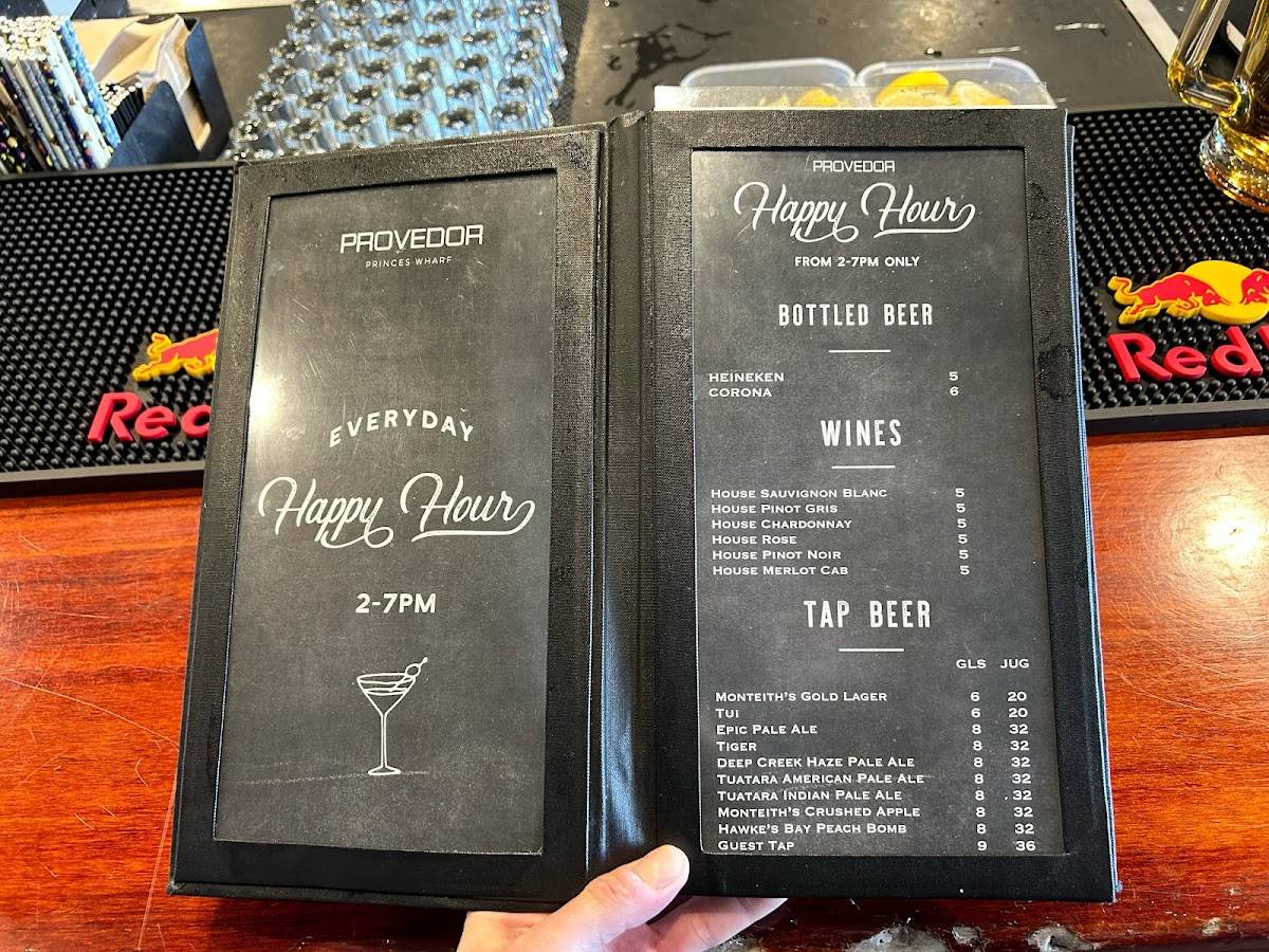 Menu at Provedor pub & bar, Auckland, 131 Quay St