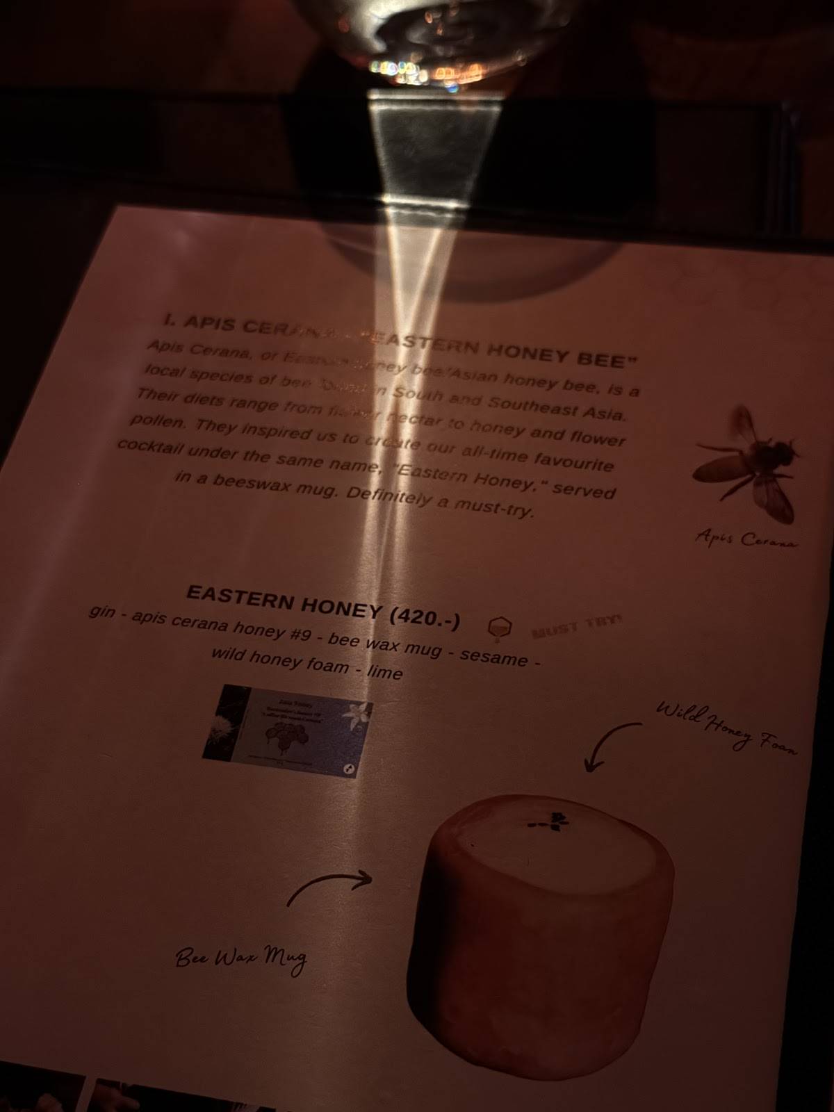 Menu at Asia Today Bar, Bangkok