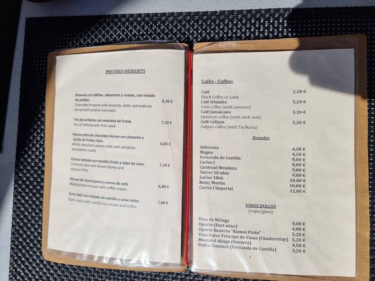 Menu at Restaurante Bakus, Nerja