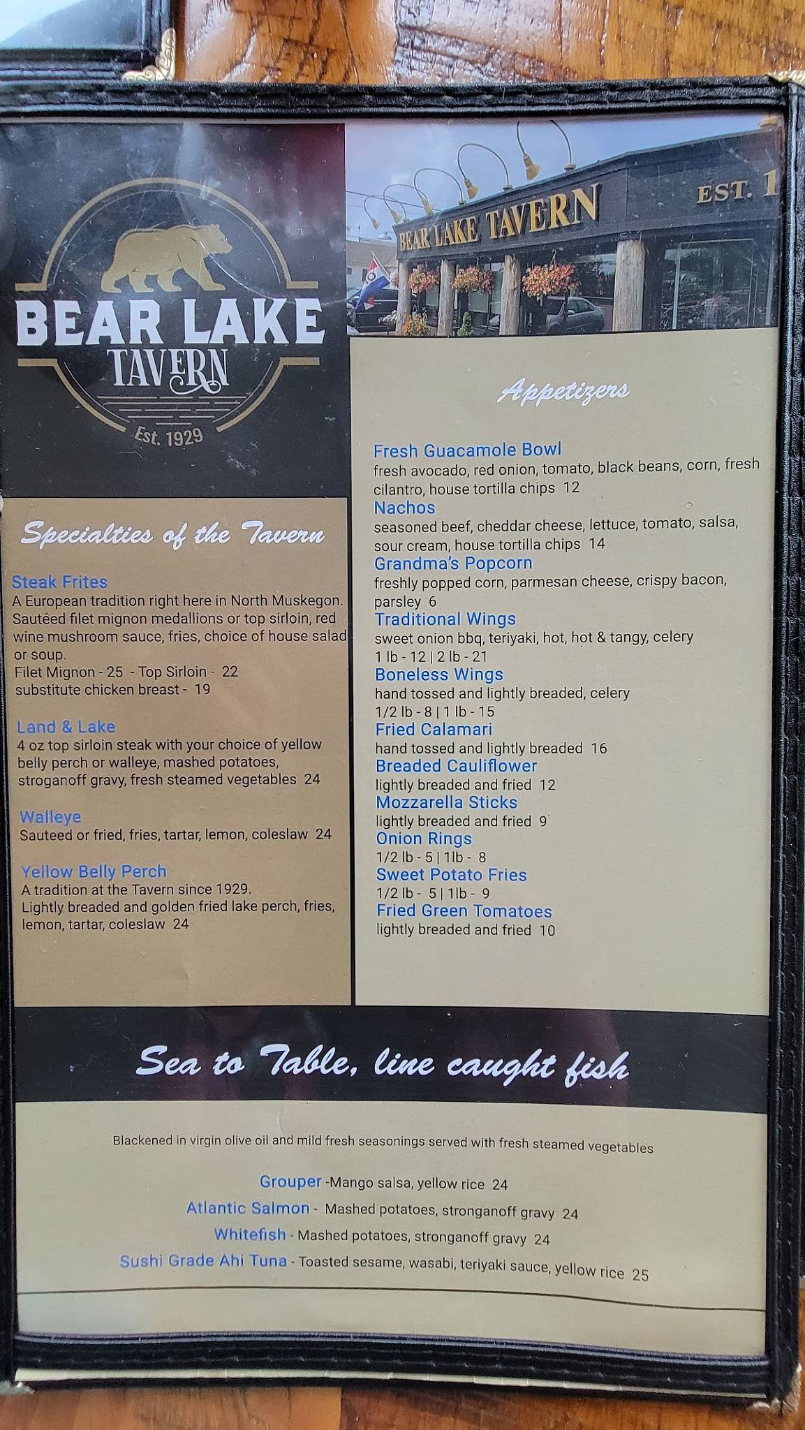 Menu at Bear Lake Tavern pub & bar, Muskegon
