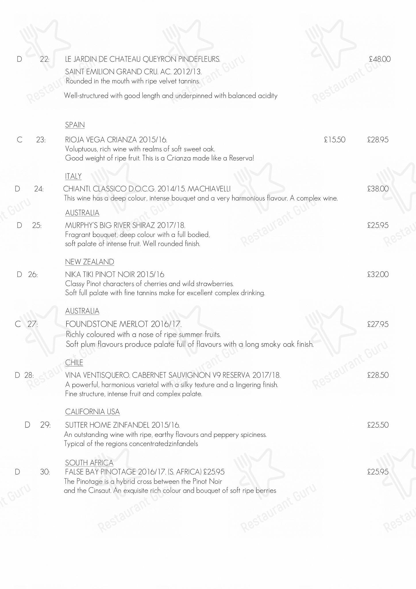 Menu at Berry Head Hotel pub & bar, Brixham