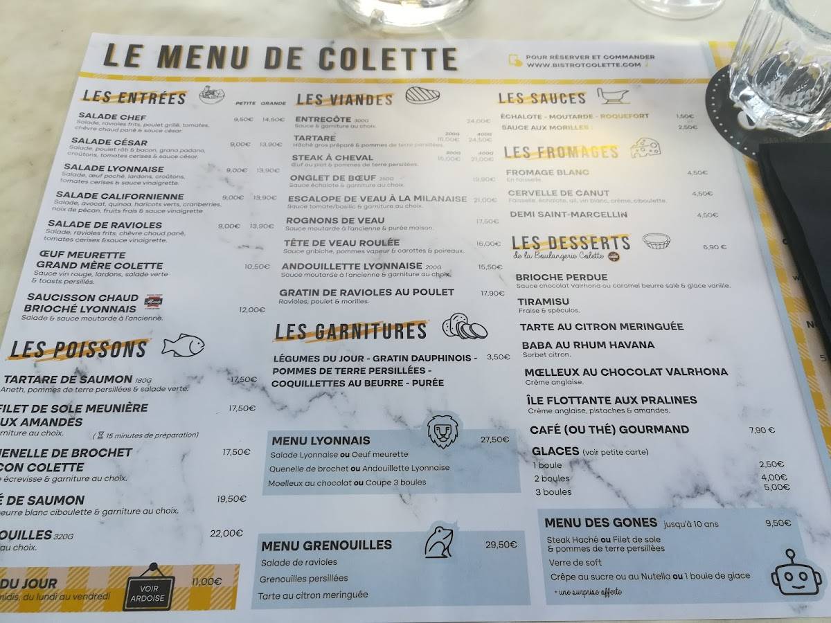 Menu au Bistrot Colette pub et bar, Bourgoin-Jallieu, 2 Pl. Jean ...