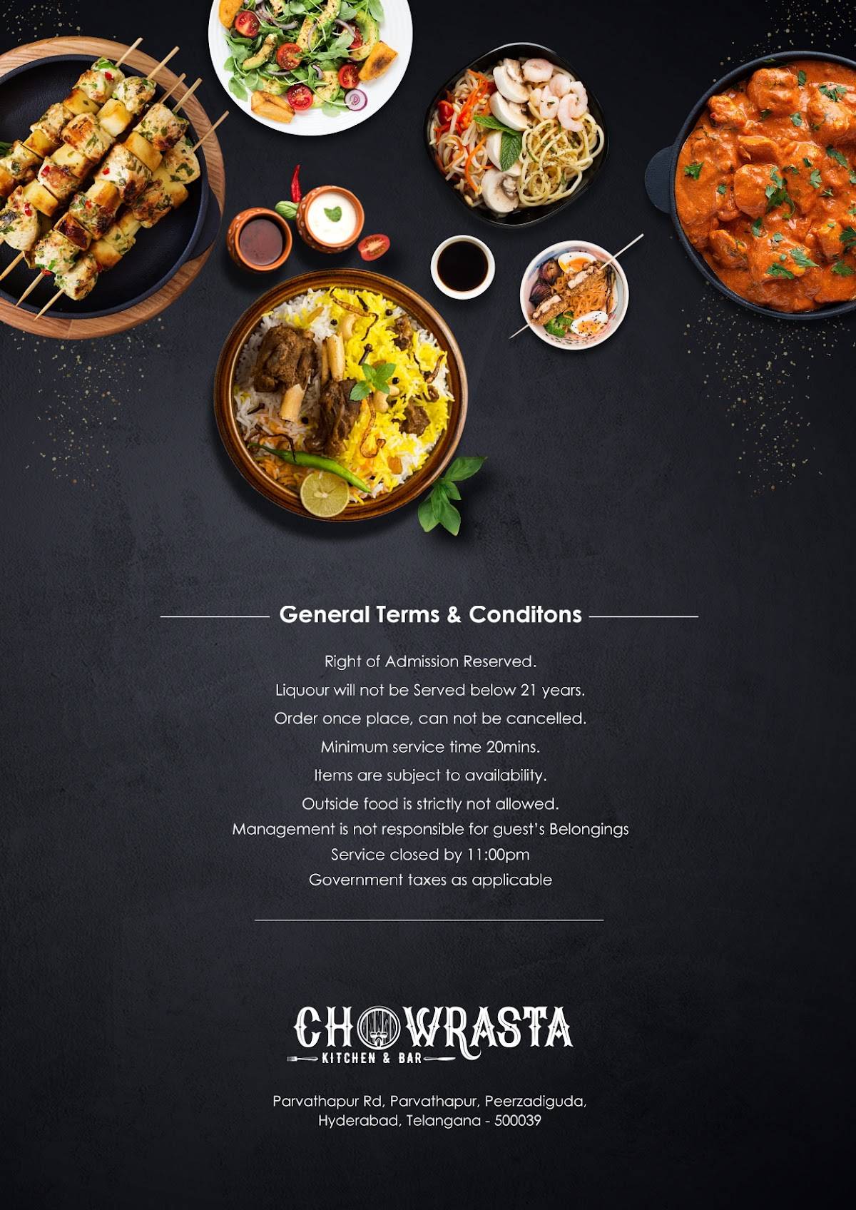 Menu at CHOWRASTA KITCHEN AND BAR, Hyderabad