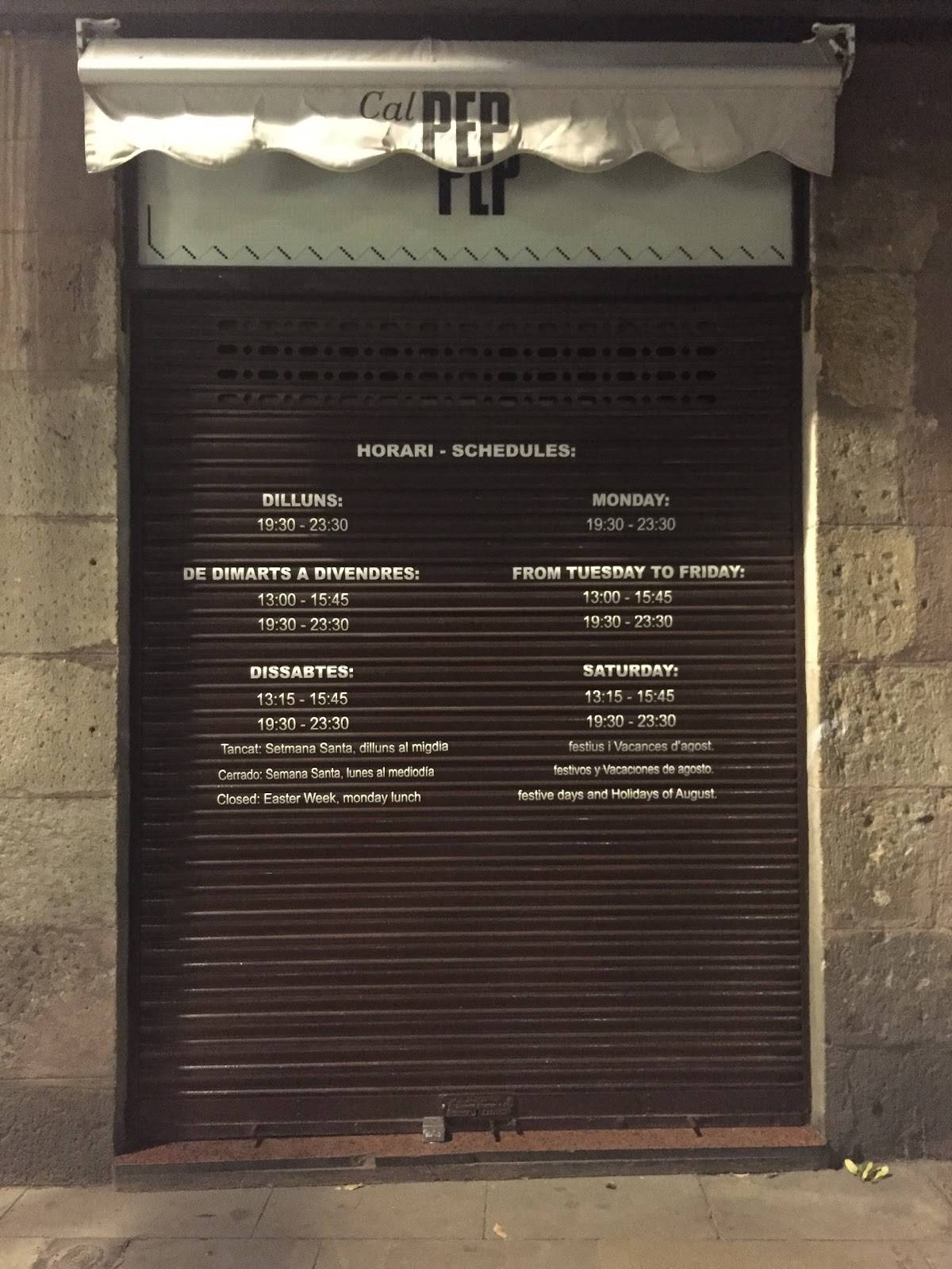 Menu at Cal Pep pub & bar, Barcelona, Plaça de les Olles