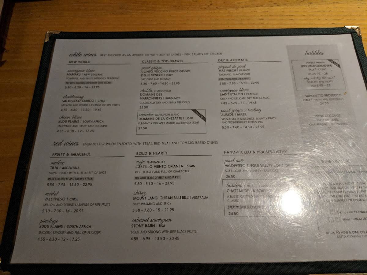 Menu at Cock o’ the North pub & bar, Hatfield