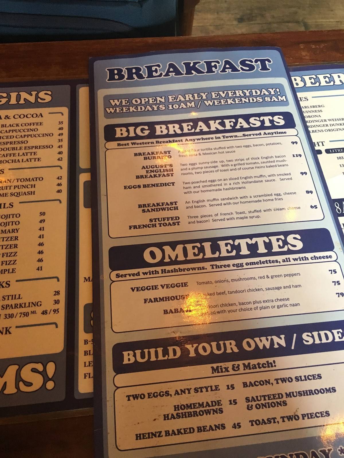 Menu at De Hooi pub & bar, South Jakarta