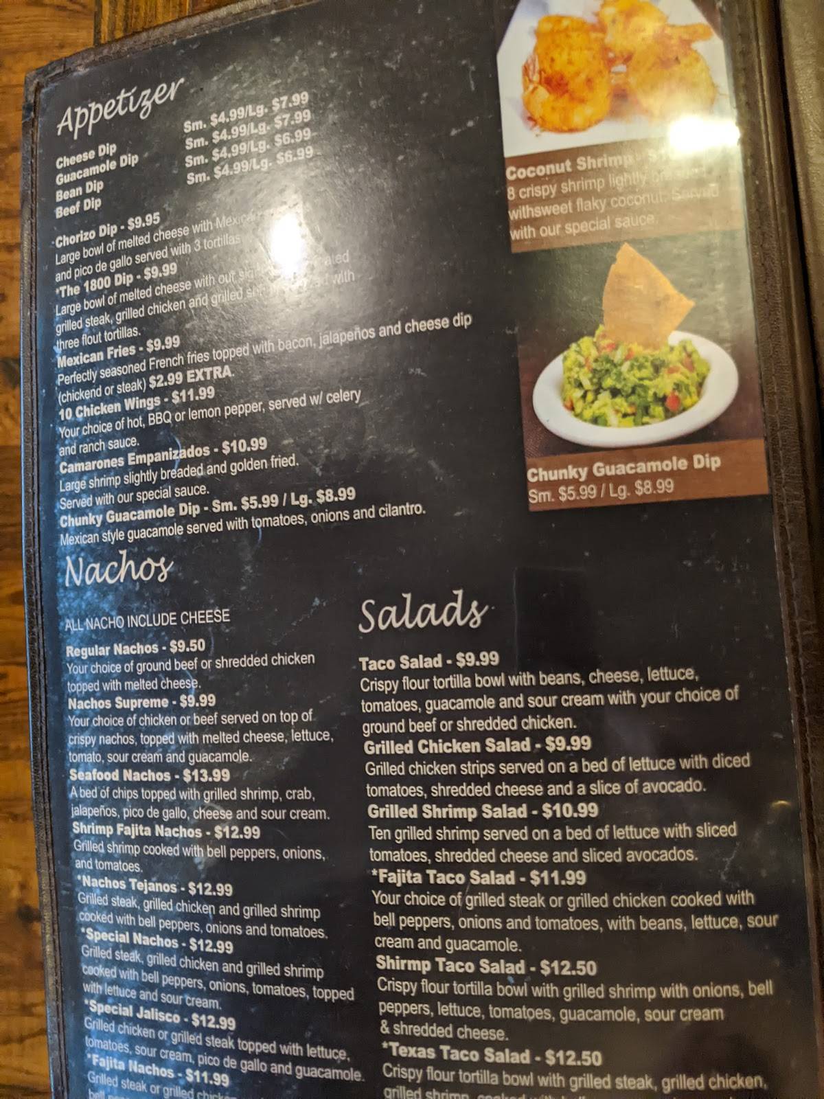 Menu at El 1800 Mexican Restaurant, Douglas