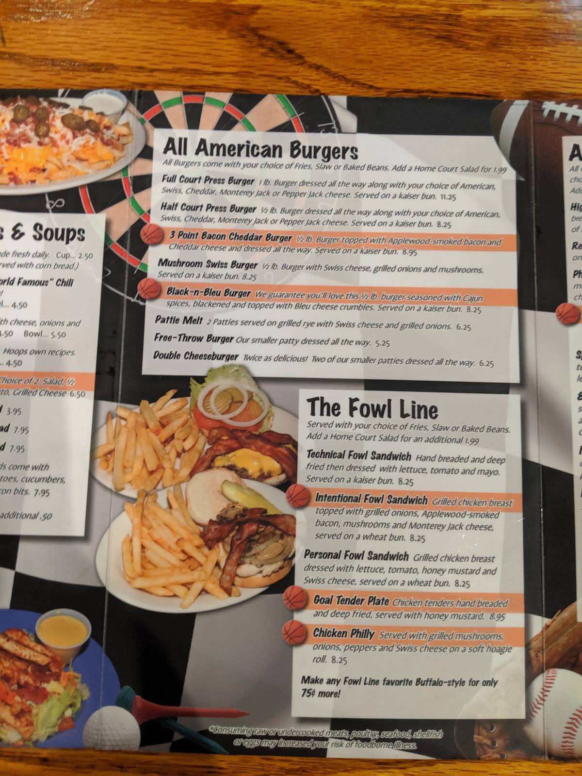 Menu at Hoops Grill & Sports Bar, Louisville, Strawberry Ln