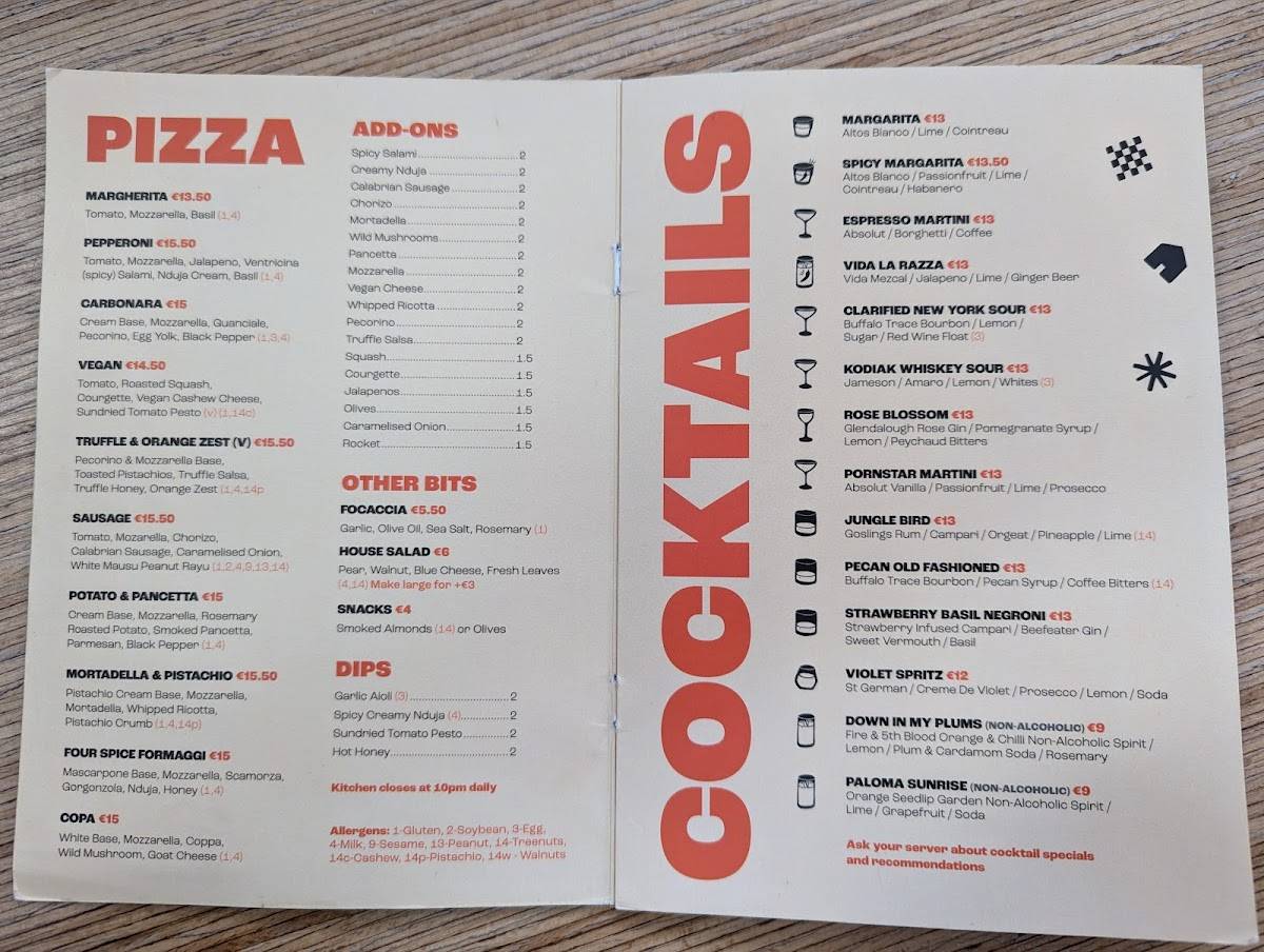 Menu at Kodiak, Rathmines pub & bar, Dublin