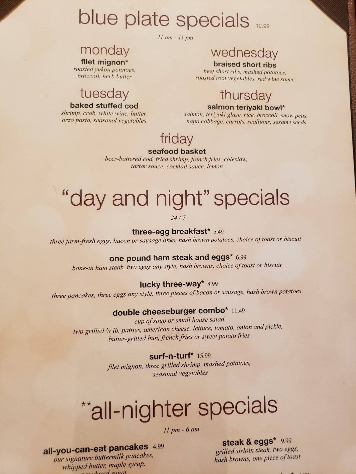 Menu at Lucky Penny at Red Rock pub & bar, Las Vegas, W Charleston Blvd