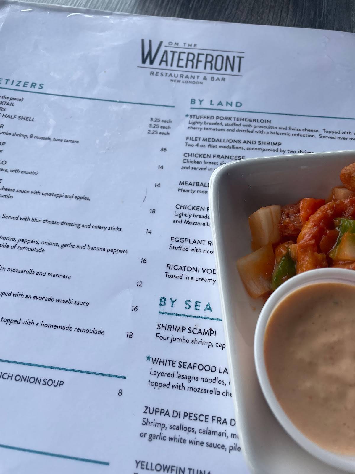 Menu at On The Waterfront Restaurant, New London