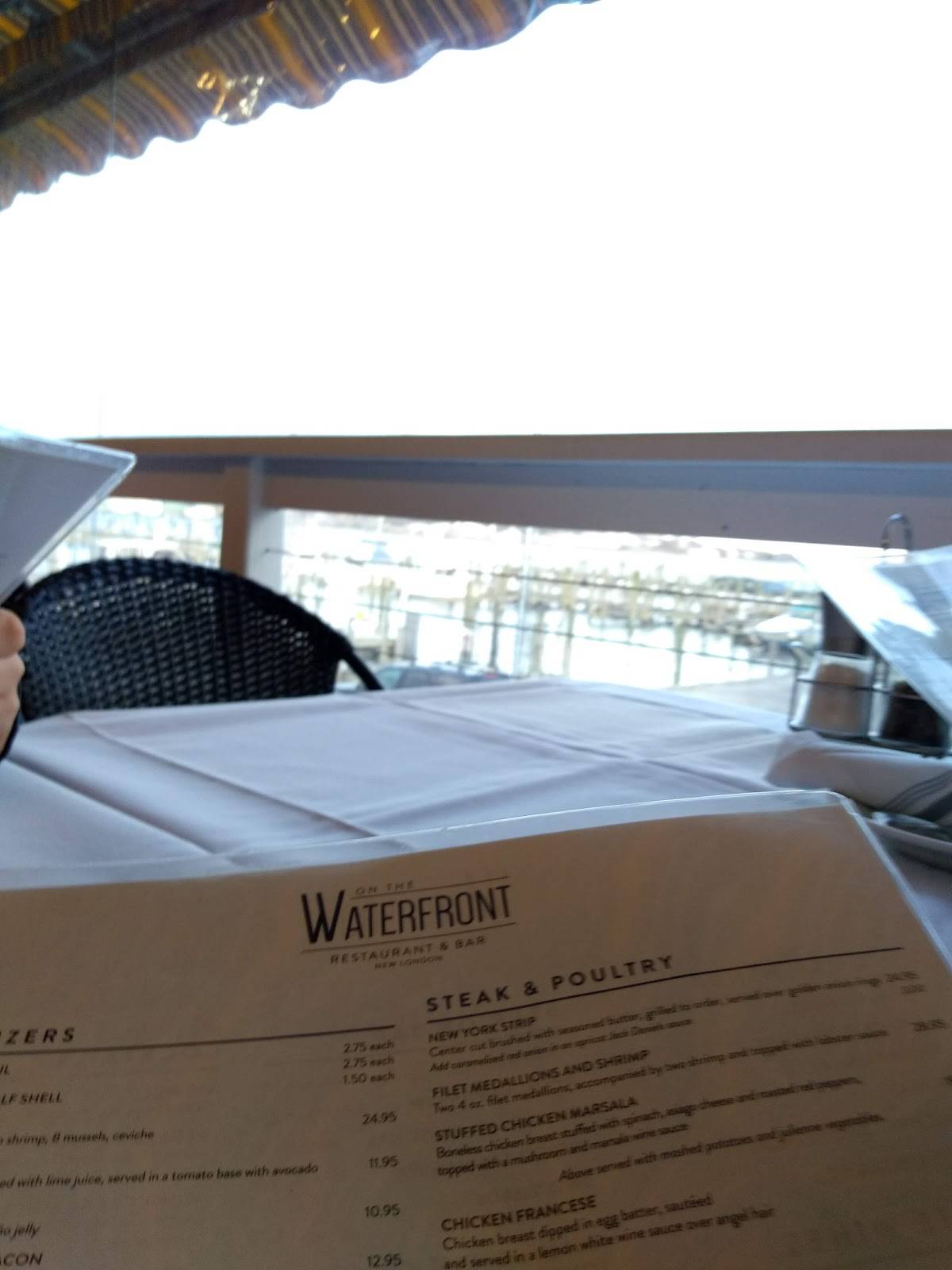Menu at On The Waterfront Restaurant, New London